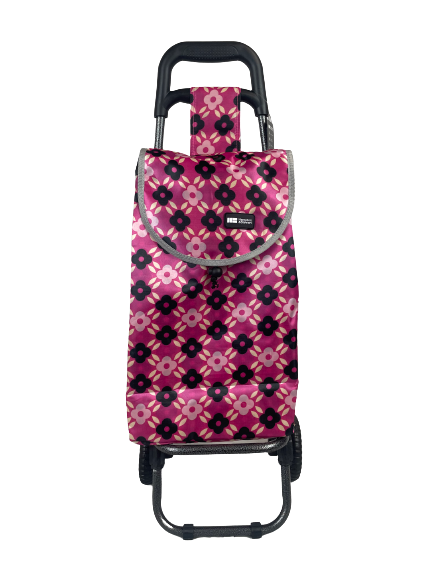 2 Wheel Shopping Trolley - Pink with Multi Flowers – HamptonandStewart